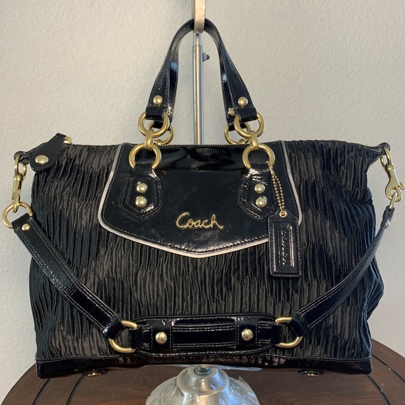 Coach | Bags | Coach Ashley Black Sateen Bag F2084 | Poshmark